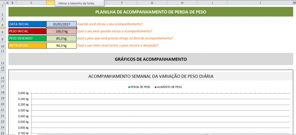 Planilha grátis para perda de peso. - Planilhas Prontas Planilha grátis para perda de peso. - Planilhas Prontas